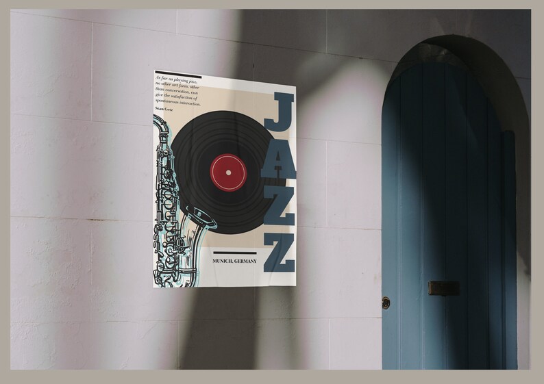 Printable Vintage Wall Decor, Musical Wall Art, Digital Jazz Print ...