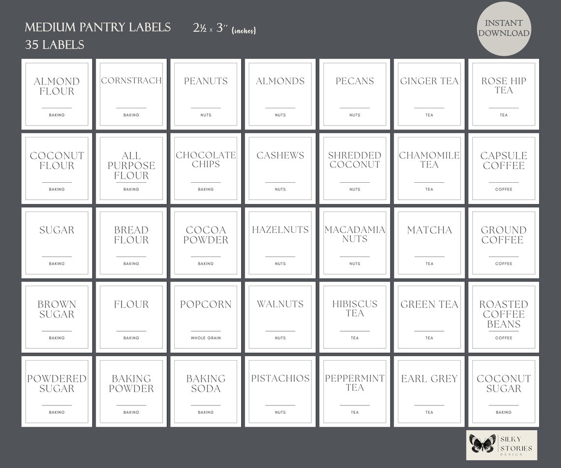 Printable Minimalist Pantry Label Set Customizable Household Labels ...