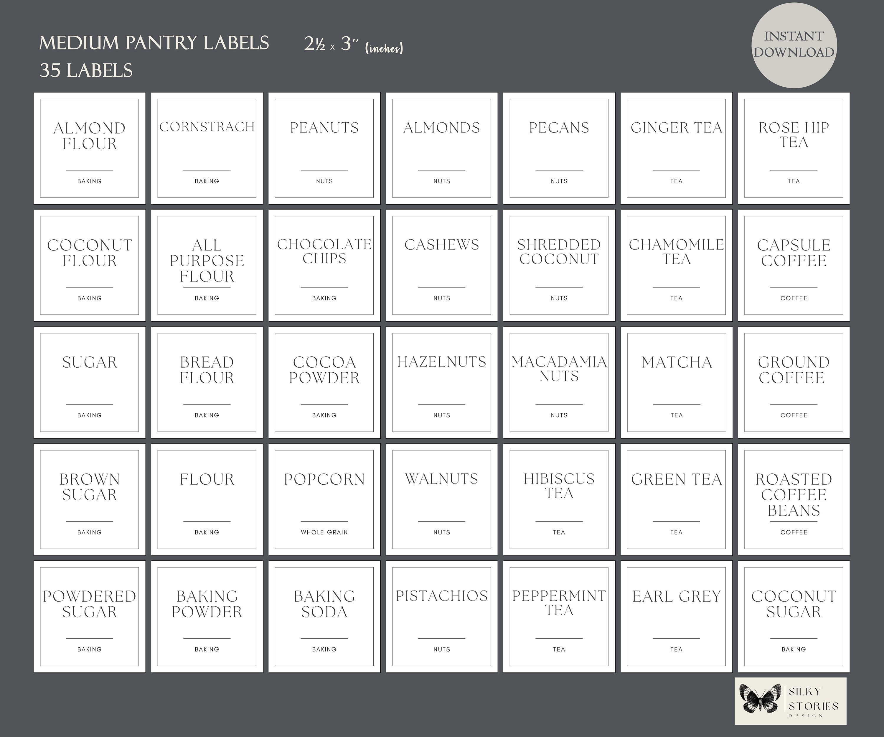 Printable Minimalist Pantry Label Set: Kitchen Organization Stickers ...