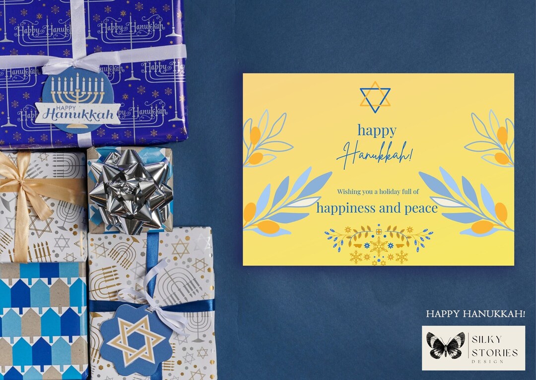 Printable Hanukkah Card, Jewish Holiday Card, Happy Hanukkah, Digital ...