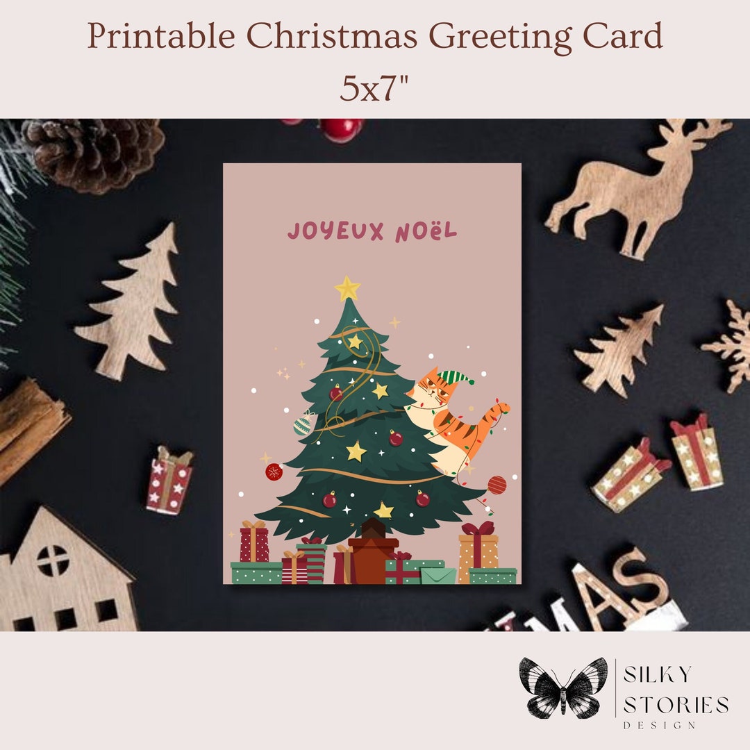 Printable Christmas Card, Christmas Card in French, Digital Christmas ...