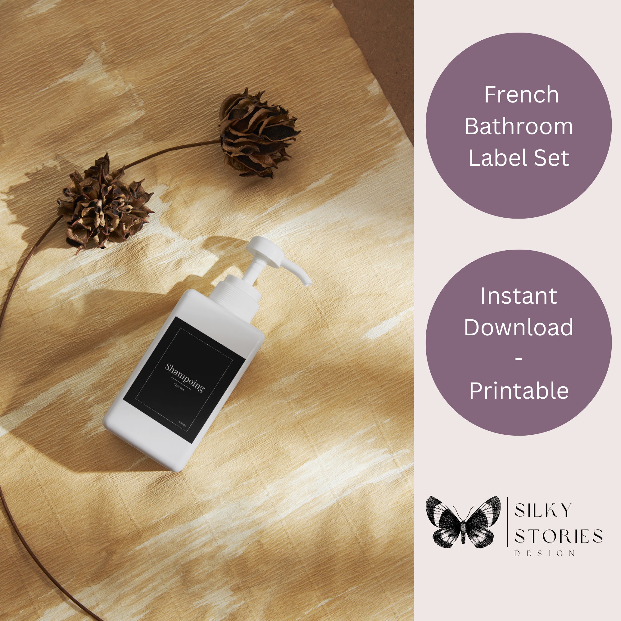 Printable Bathroom Labels, French Cosmetic Stickers, Zero Waste ...