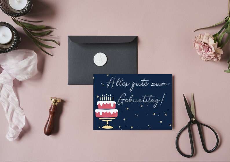 Printable Birthday Card in German, Digital Card, German Birthday Card ...