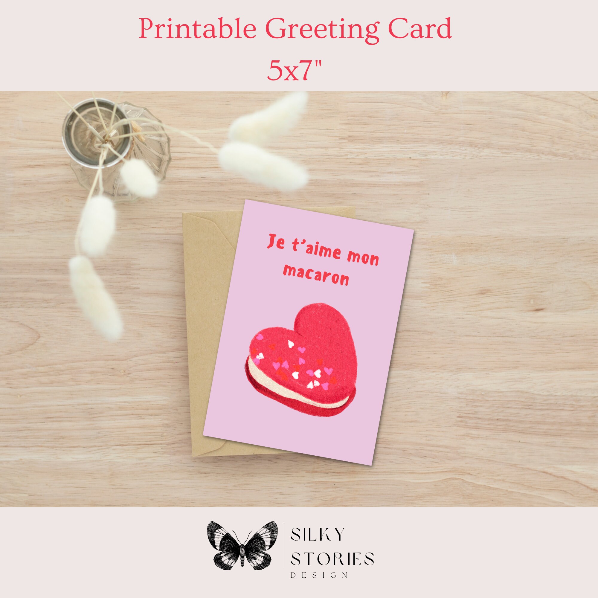 French Anniversary Card, Printable Love Card, Romantic Card in French ...