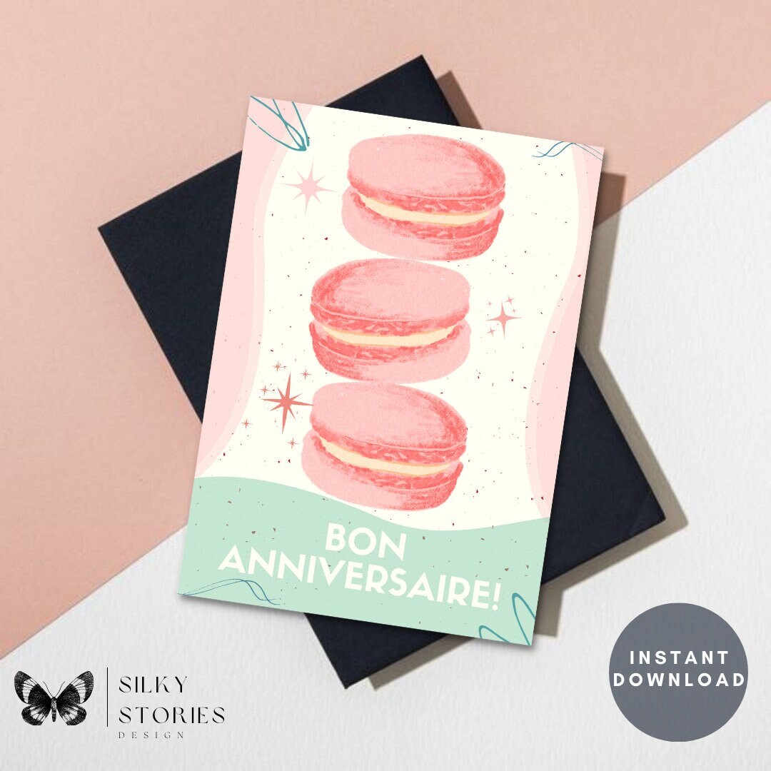 Birthday Card in French, Printable French Card, Anniversary Gift Card ...