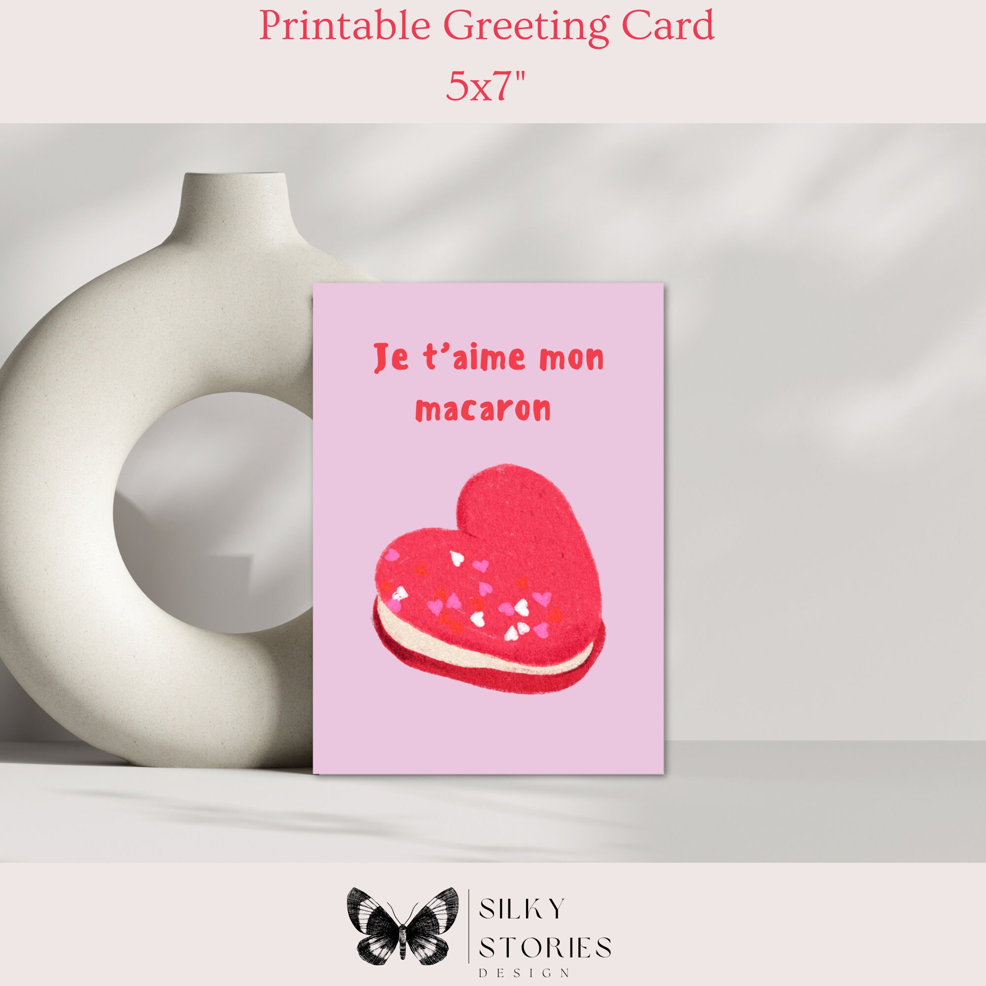 French Anniversary Card, Printable Love Card, Romantic Card in French ...