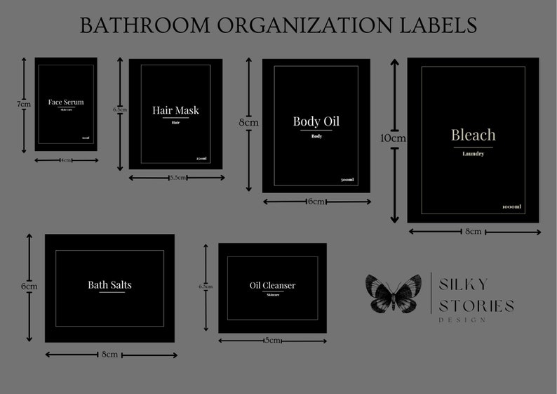 Printable Customizable Black Bathroom Labels, Personalized Cosmetic ...