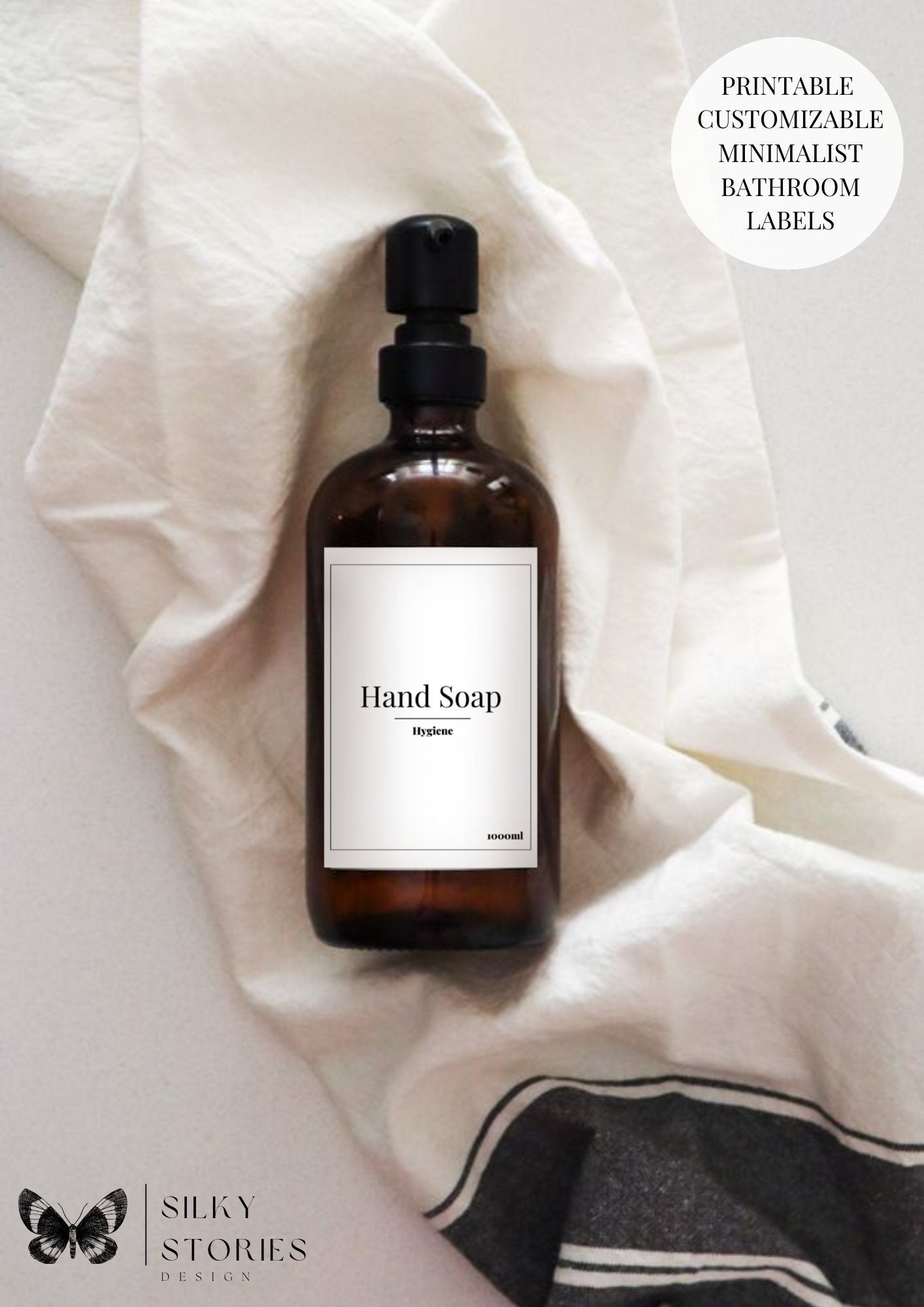 Printable Customizable Minimalist Bathroom Labels, Personalized ...