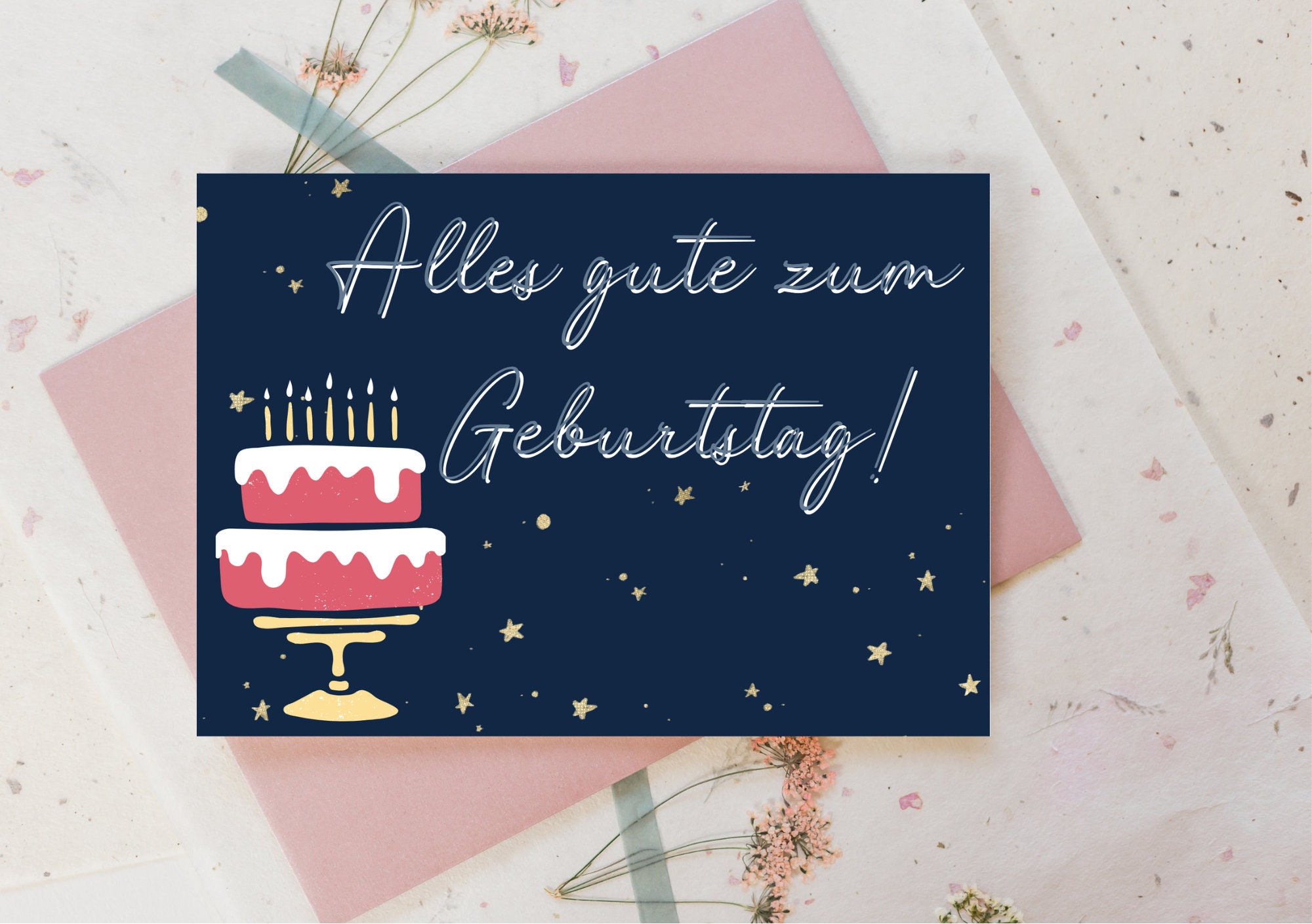 Printable Birthday Card in German, Digital Card, German Birthday Card ...