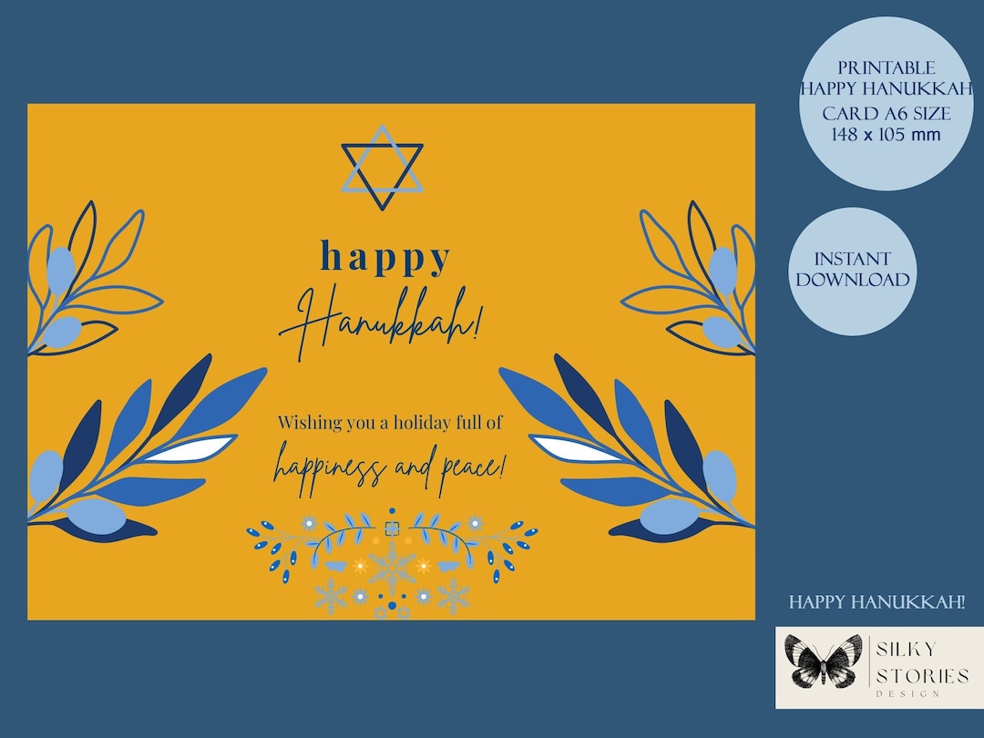 Printable Hanukkah Card Jewish Holiday Card Instant - Etsy