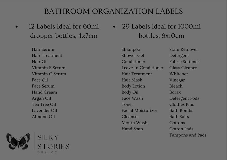 Printable Customizable Black Bathroom Labels, Personalized Cosmetic ...