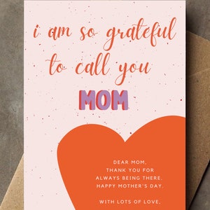 Printable Mother's Day Card: Grateful Mom Message (PDF & PNG) - Etsy