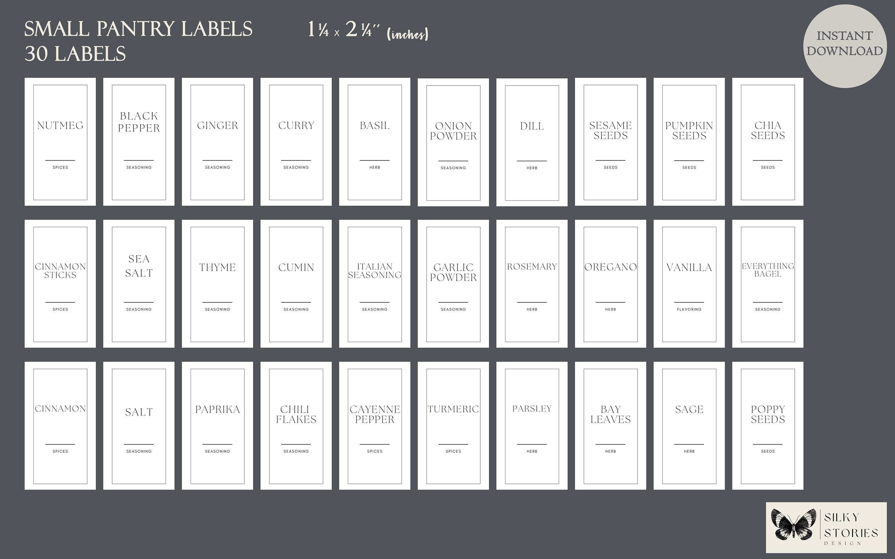 Printable Minimalist Pantry Label Set: Kitchen Organization Stickers ...