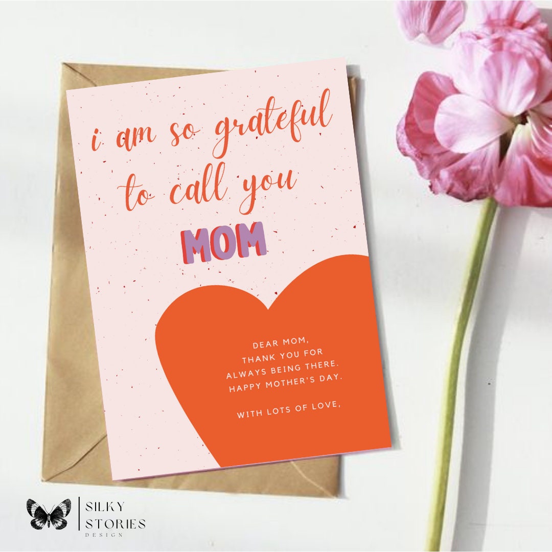 Printable Mother's Day Card: Grateful Mom Message (PDF & PNG) - Etsy