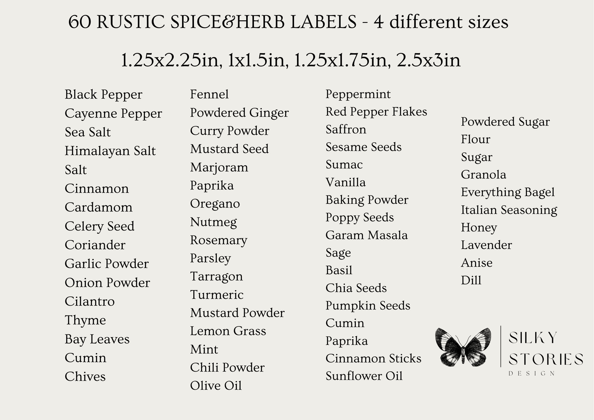 Printable Pantry Labels, Spice Label Set, Printable Kitchen Labels ...