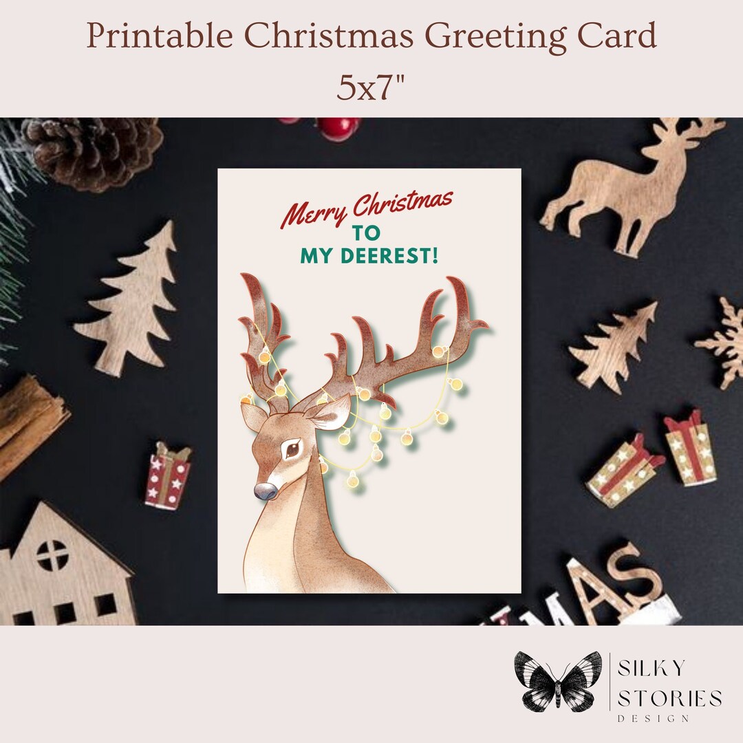 Printable Christmas Card, Merry Christmas to My Deer, Digital Christmas ...