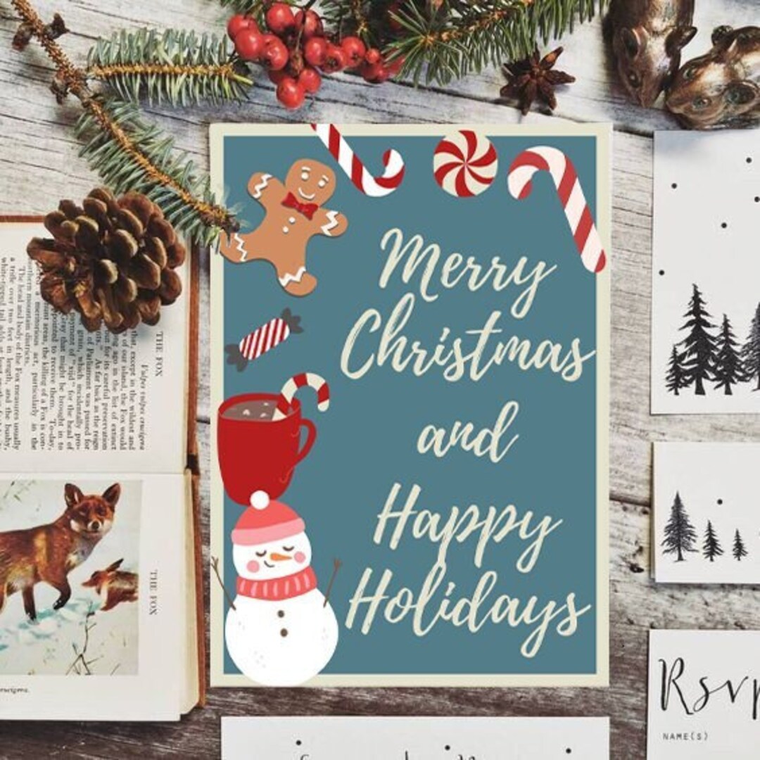 Printable Christmas Card With Gingerbread Man, Merry Christmas and ...