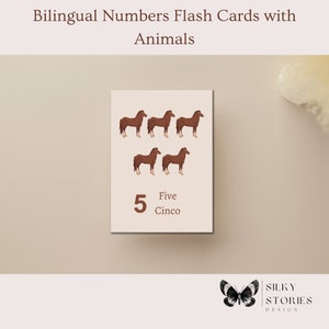 Printable Bilingual Flash Card Educational Card Set Numbers - Etsy