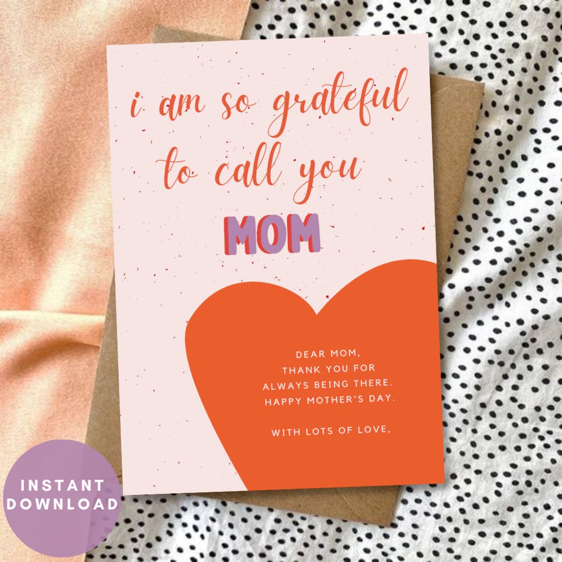 Printable Mother's Day Card: Grateful Mom Message (PDF & PNG) - Etsy