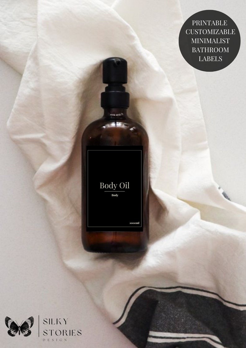 Printable Customizable Black Bathroom Labels, Personalized Cosmetic ...