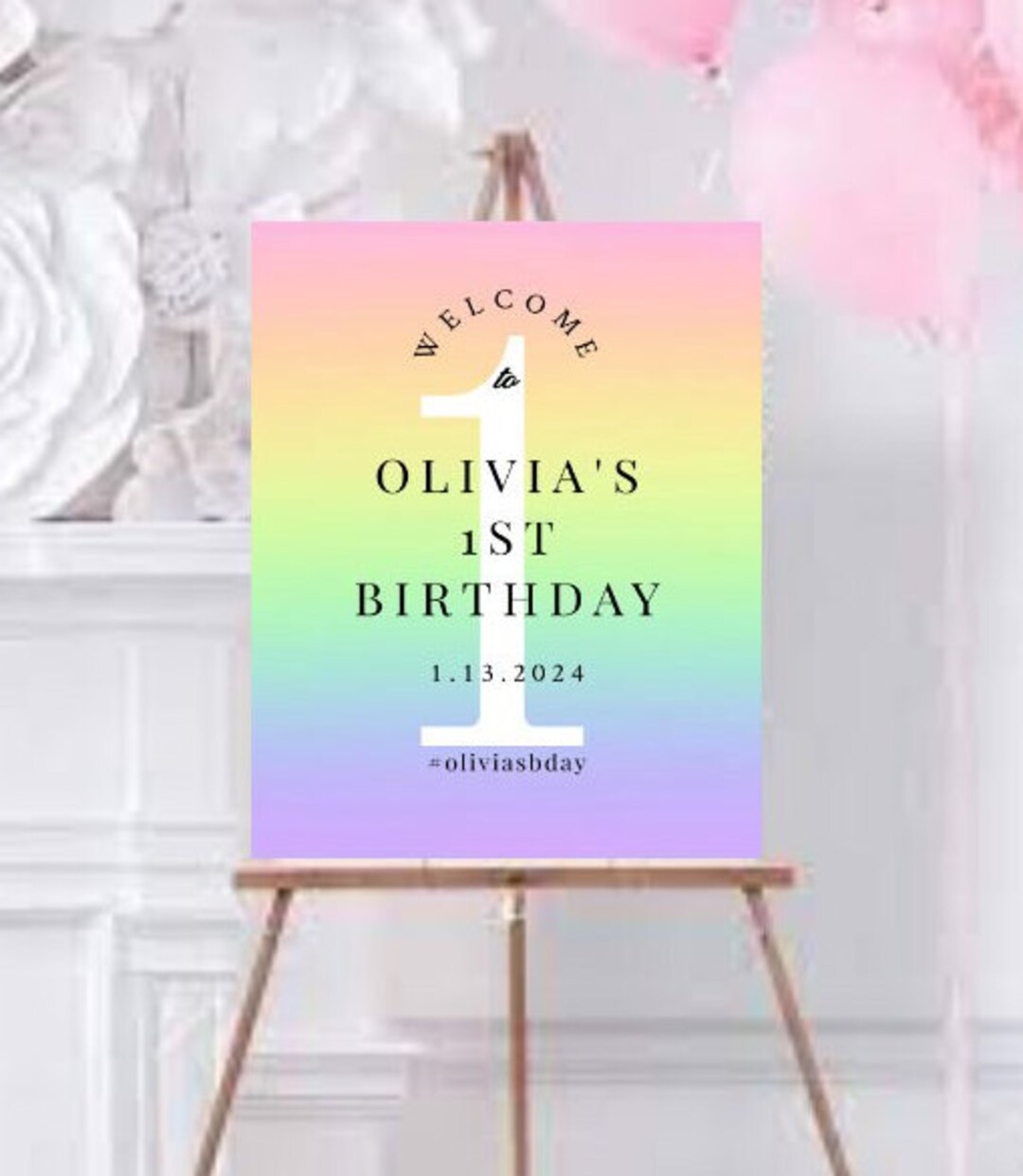 Pastel Rainbow Welcome Sign Digital File - Etsy