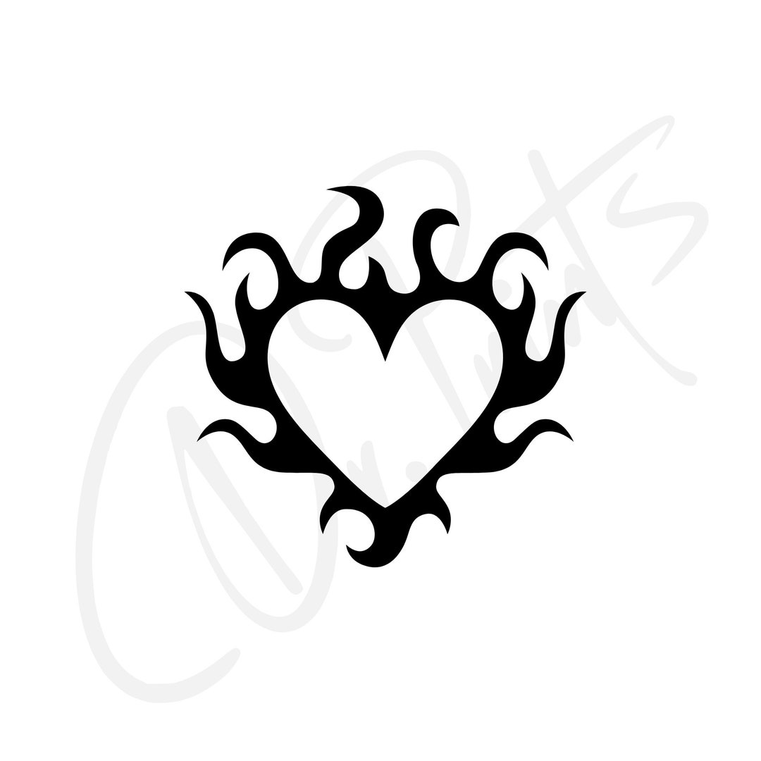 Heart Flame Decal Heart Sticker Heart Decal Flame Decal Flame Sticker ...