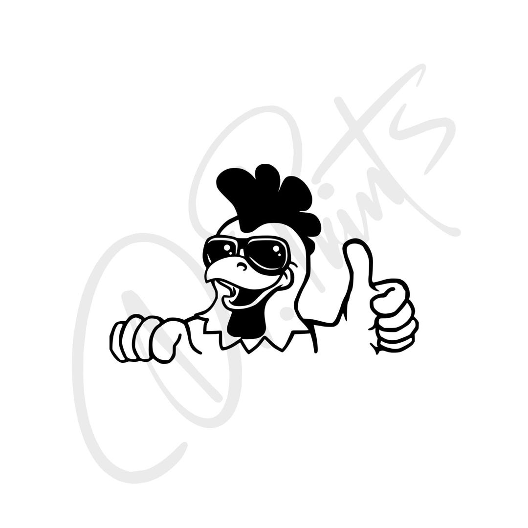 Rooster Car Decal Rooster Car Sticker Rooster With Sunglasses Like Car ...