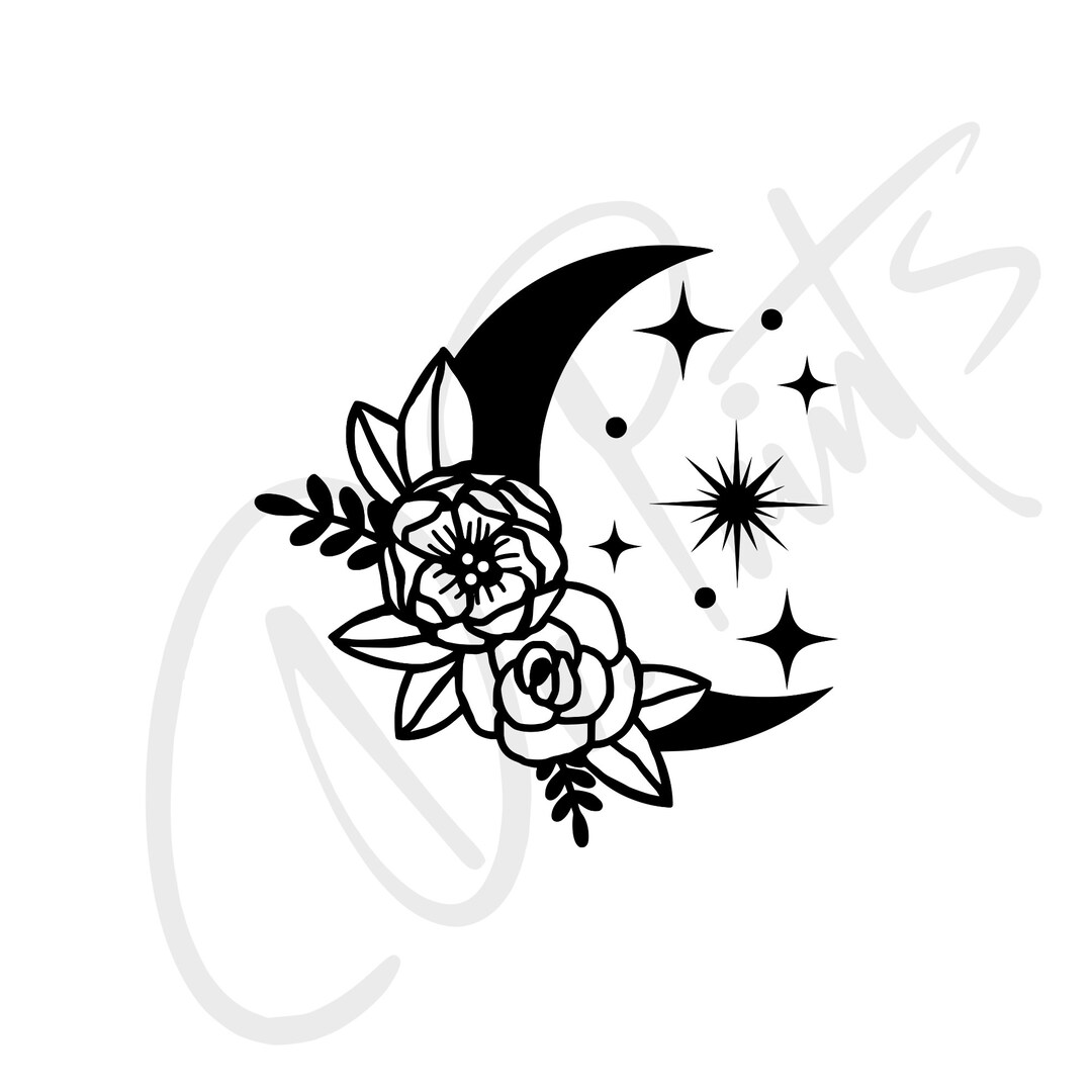 Moon Decal Flower Decal Moon Flower Decal Moon and Stars Decal Moon Car ...