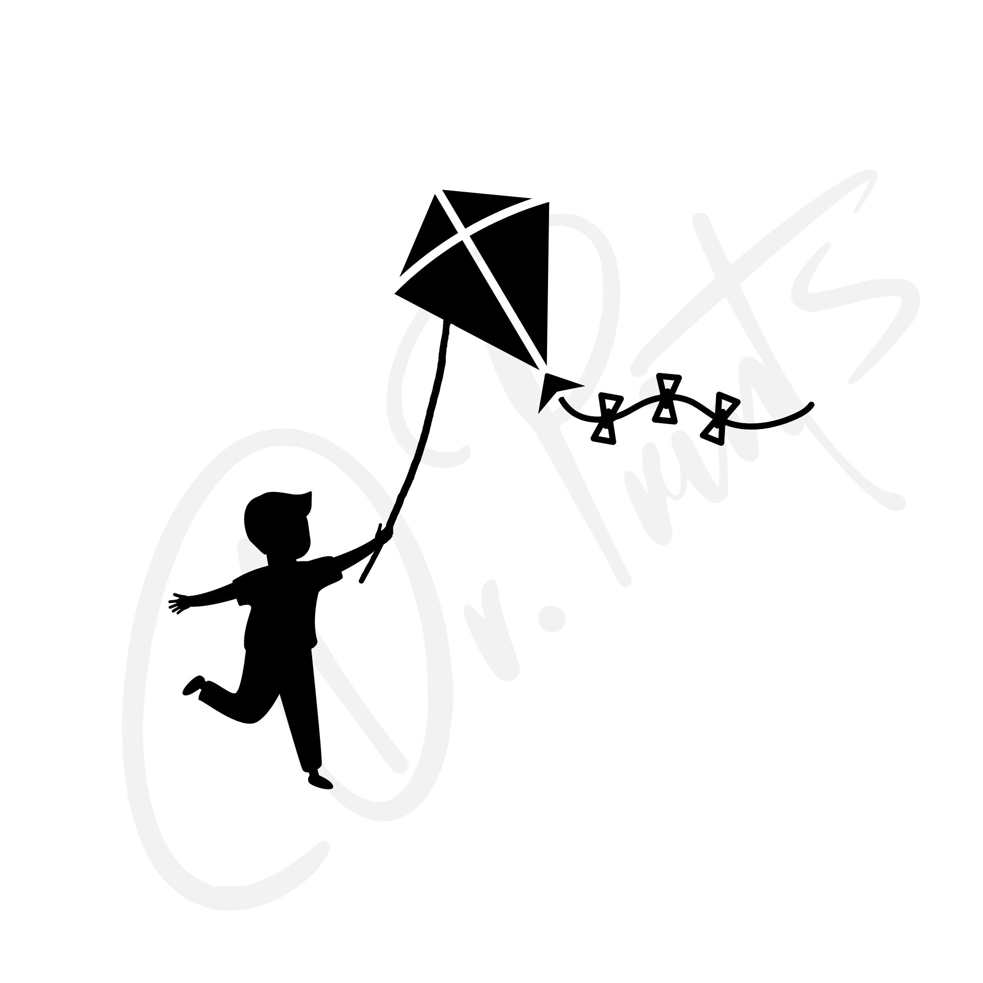 Kite Decal Kite Car Sticker Boy Pulling Kite Decal Running Boy With ...