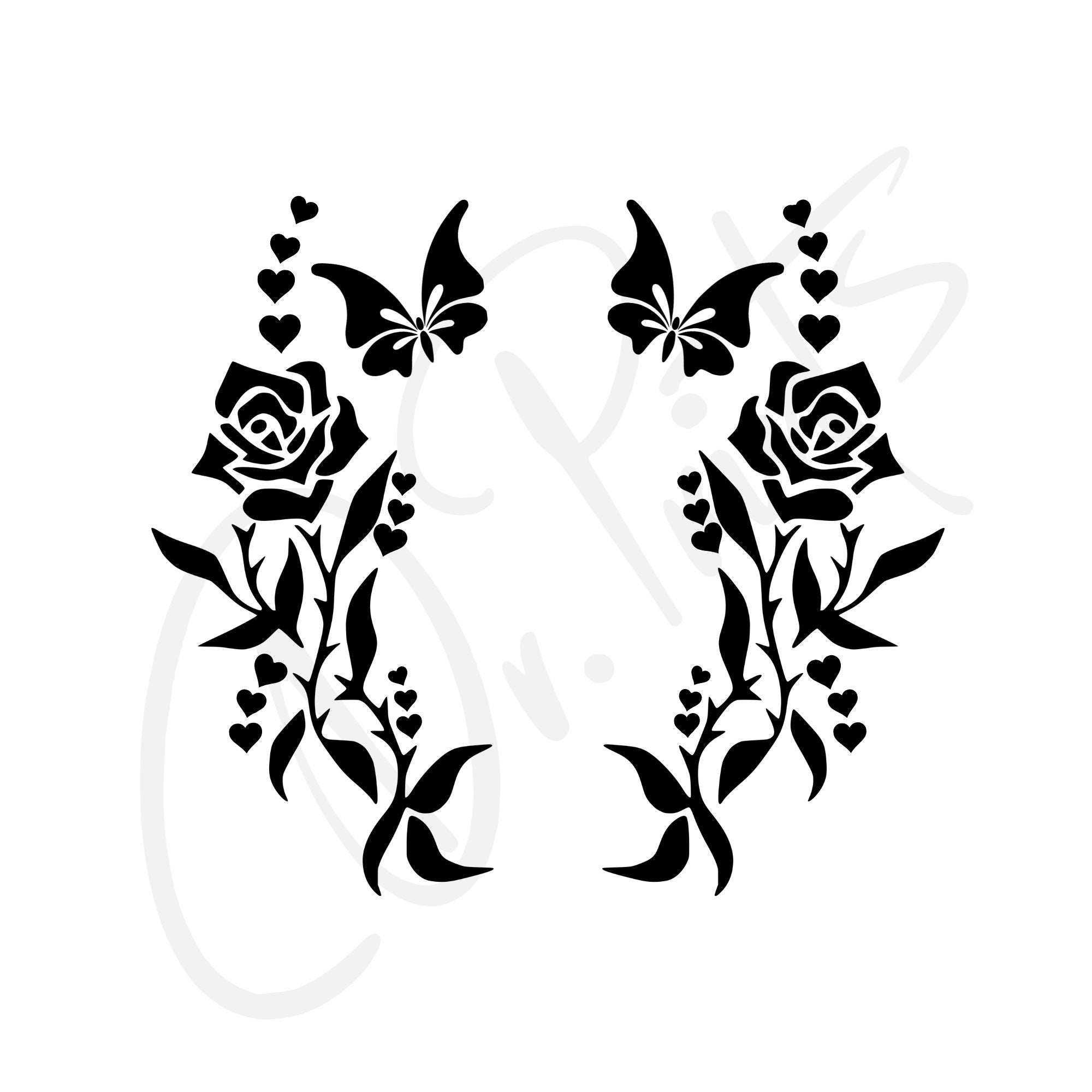 Rose Car Sticker Rose Car Decal Flower Car Sticker Butterfly Car Deca ...