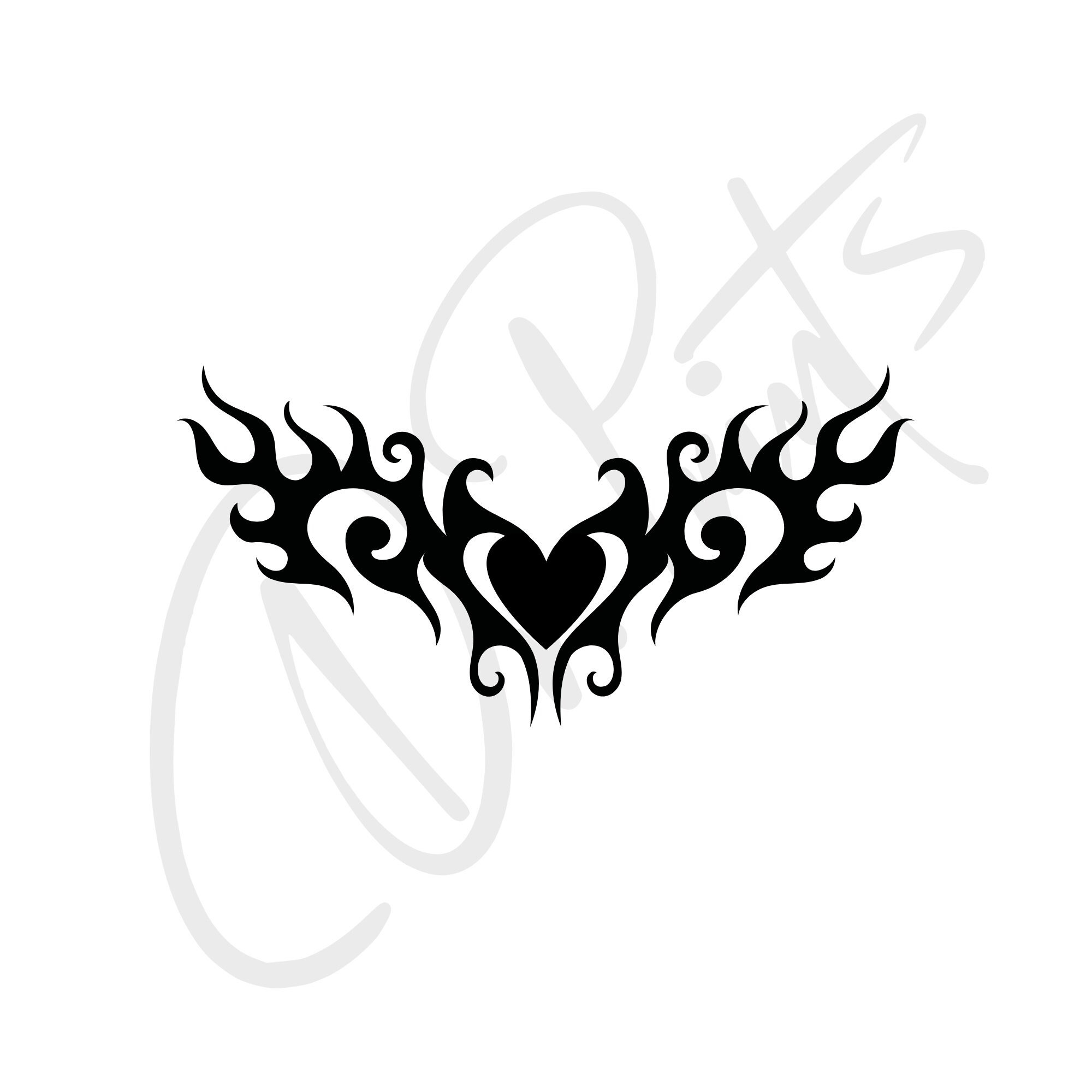 Heart Flame Decal Heart Flame Car Decal Heart Flame Bumper Sticker ...