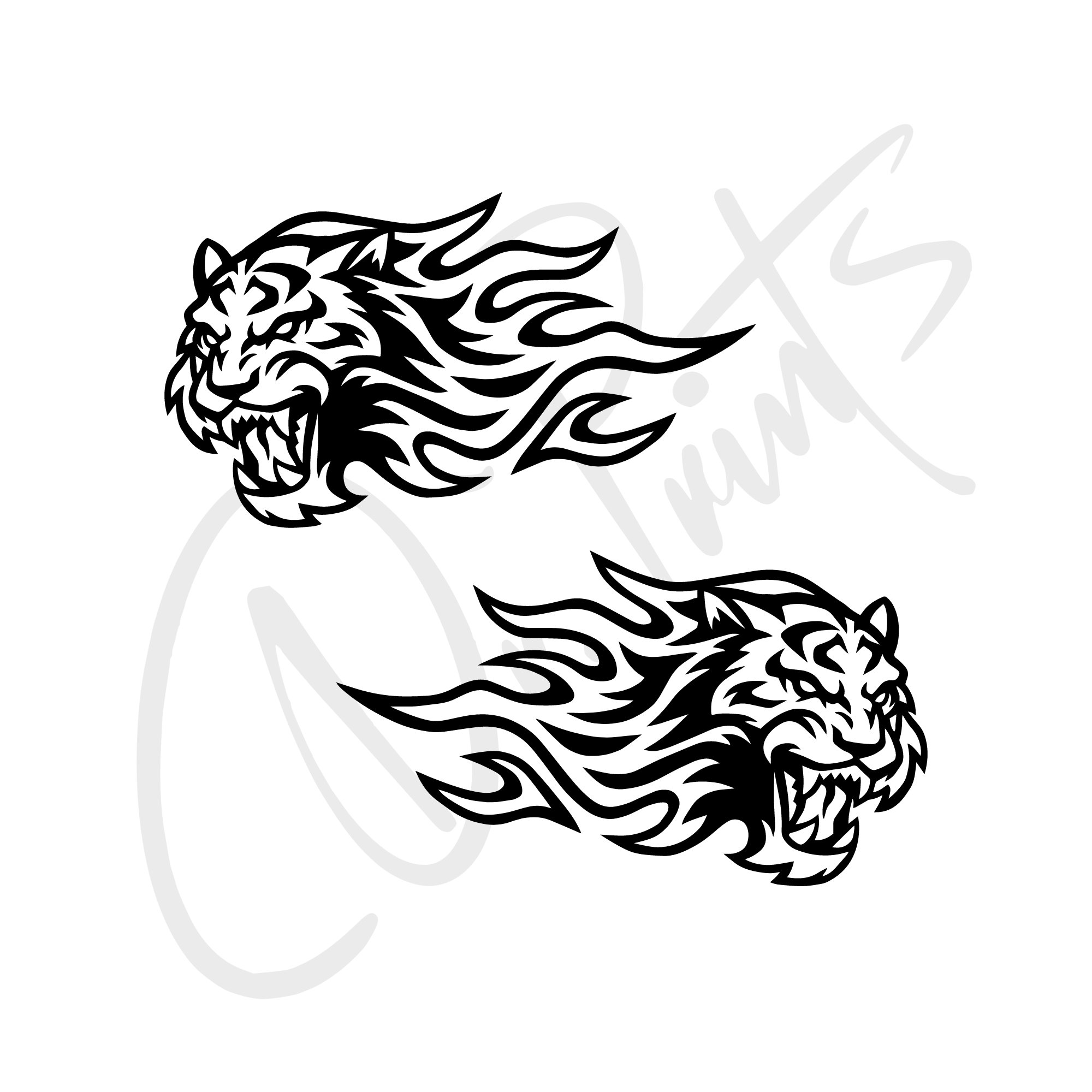 Tiger Car Flame Decal Tiger Car Decal Tiger Car Sticker Flame Car Decal ...