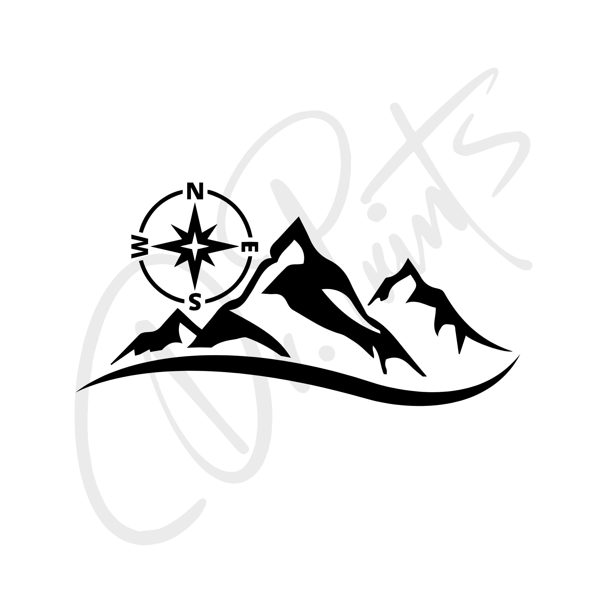 Mountain Decal Compass Decal Adventure Decal Mountain Compass Car Decal ...