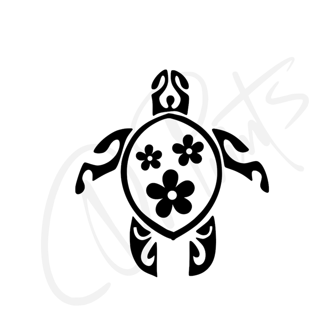 Turtle Decal Turtle Flower Sticker Flower Decal Tribal Turtle Decal ...
