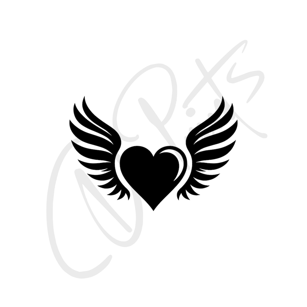 Heart Wings Decal Heart Wings Sticker Window Decal Heart Decal Heart ...