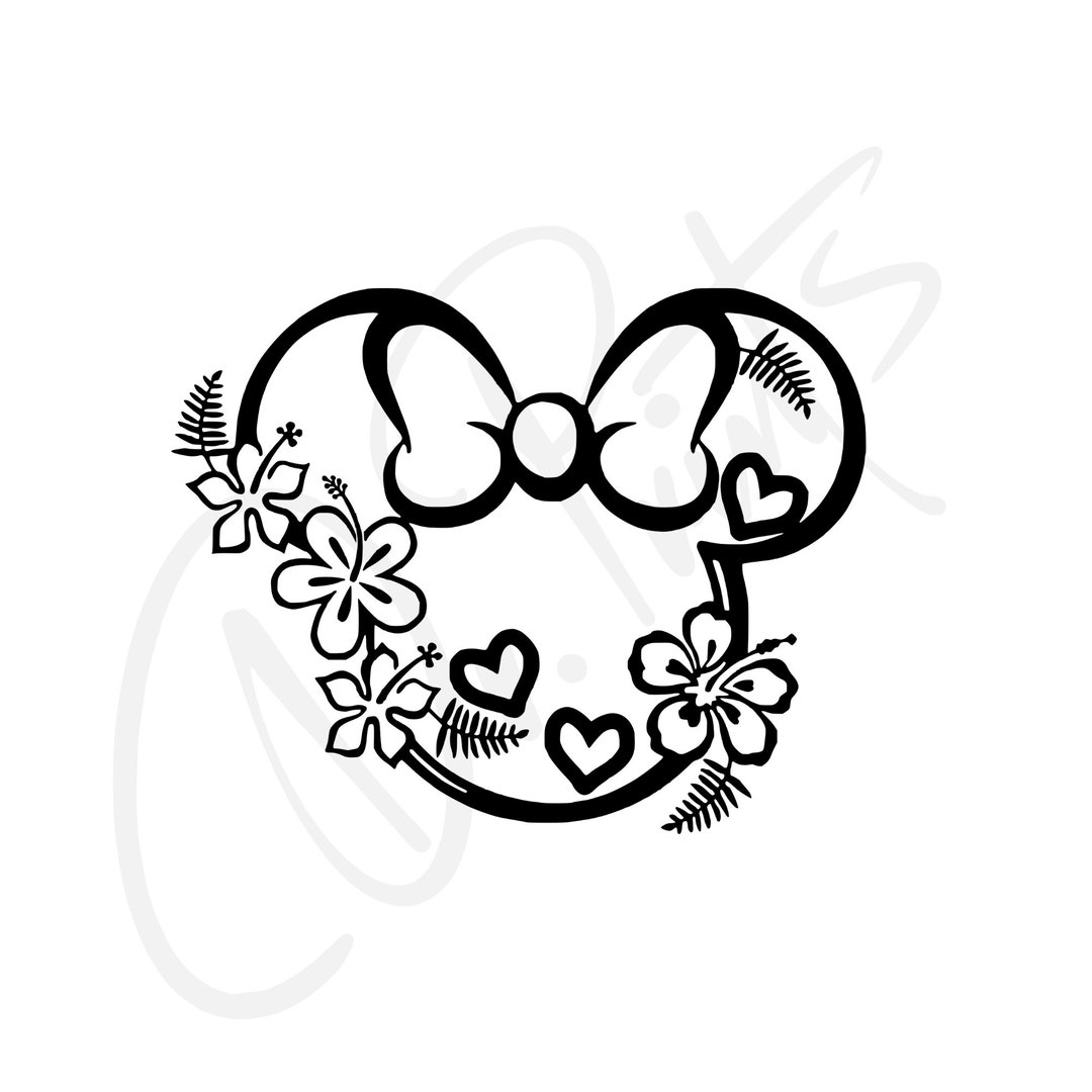 Mouse Head Flower Sticker Minnie Mouse Sticker Flowers and Hearts ...