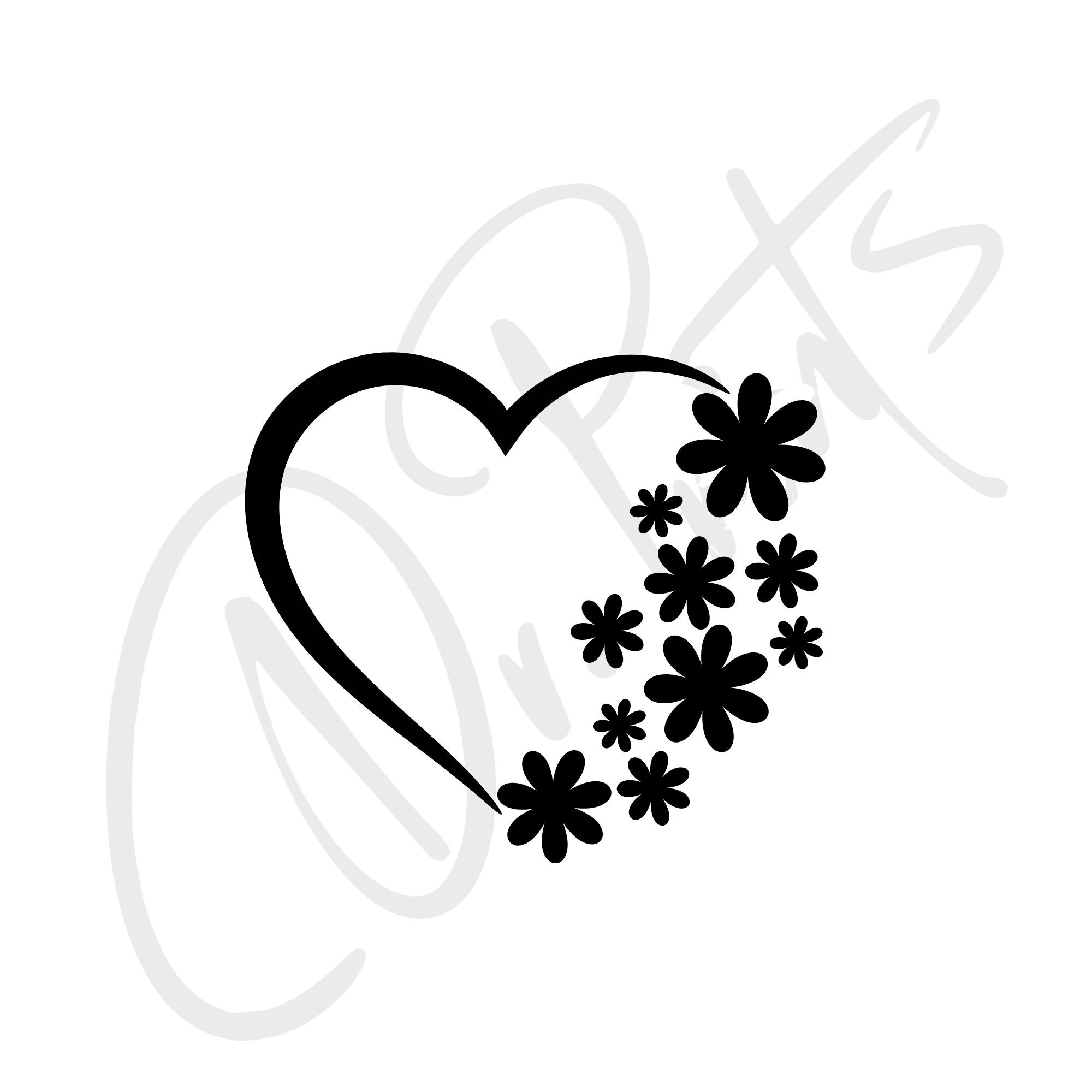 Flower Decal Heart Flowers Sticker Heart Sticker Heart Car Decal Flower ...