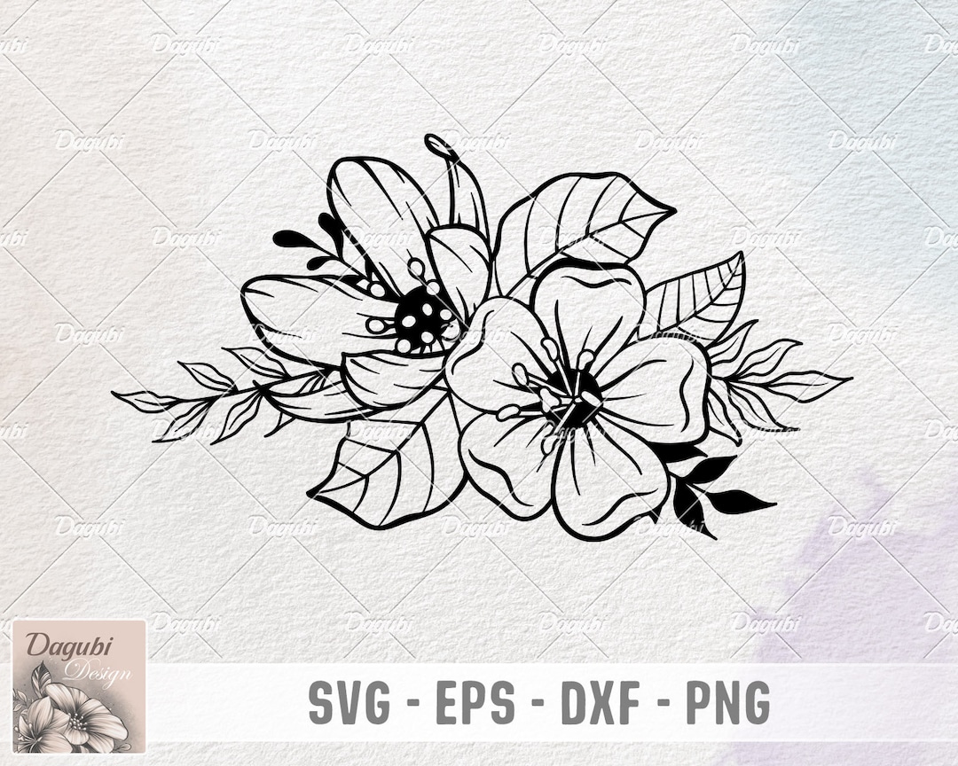 Wild Flowers Arrangement SVG Floral Spray SVG Flower Hand - Etsy