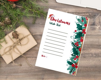 Printable Christmas Wish List, Letter to Santa, Digital Download ...