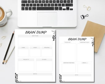 Minimalist Brain Dump Printable, Brain Dump Pdf, Thought Organizer ...