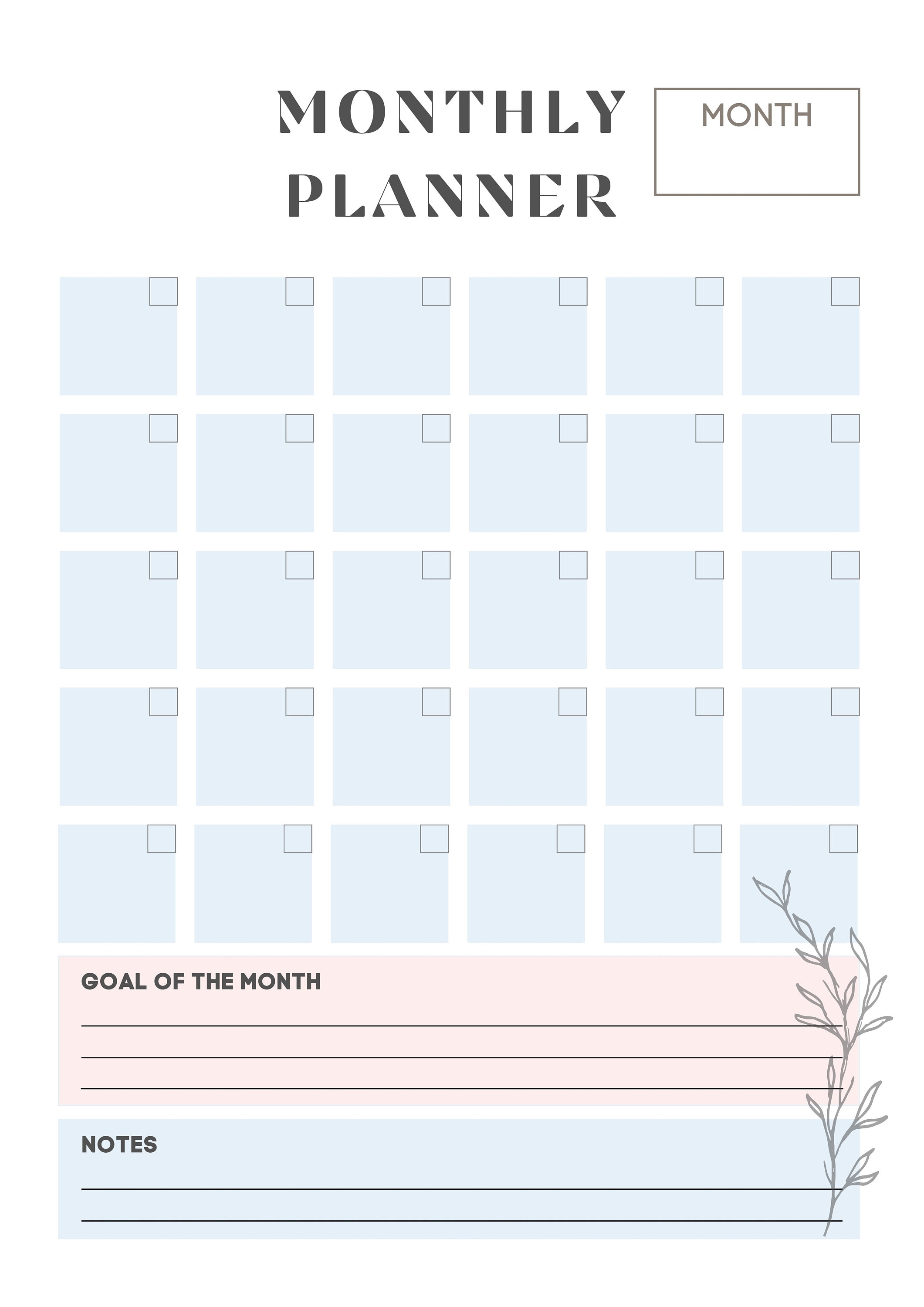 Printable Daily, Weekly, Monthly Goal Planner Sheet, Digital Download ...