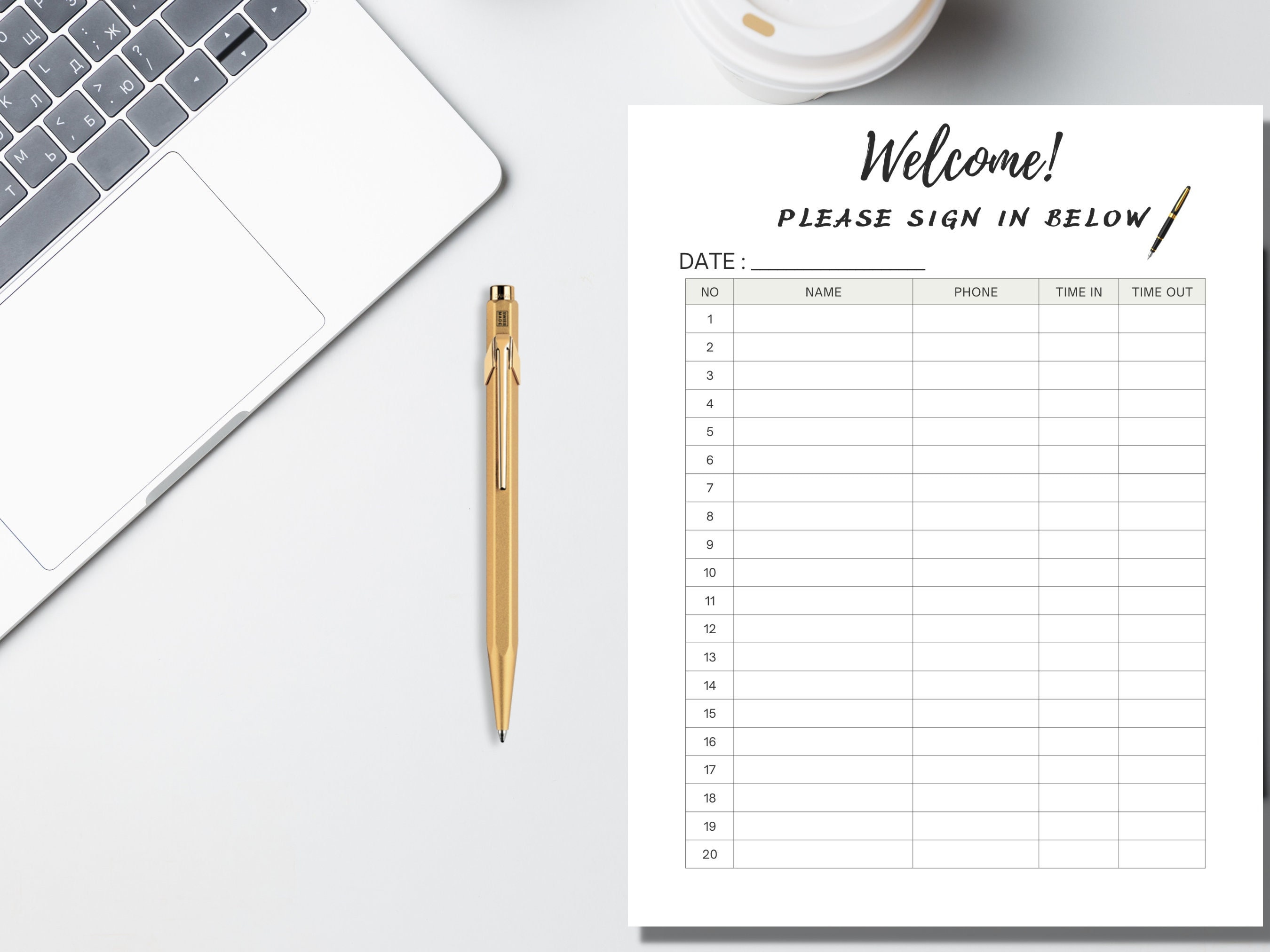 Printable Sign in Sheet, Instant Download, Welcome Sign in Sheet, Canva ...