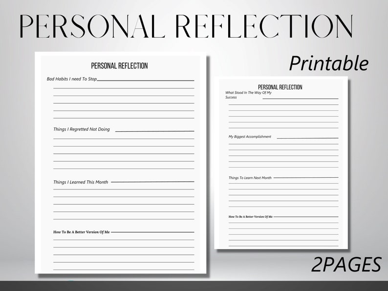 Self Reflection Planner, Printable Daily Reflection Journal, Printable ...