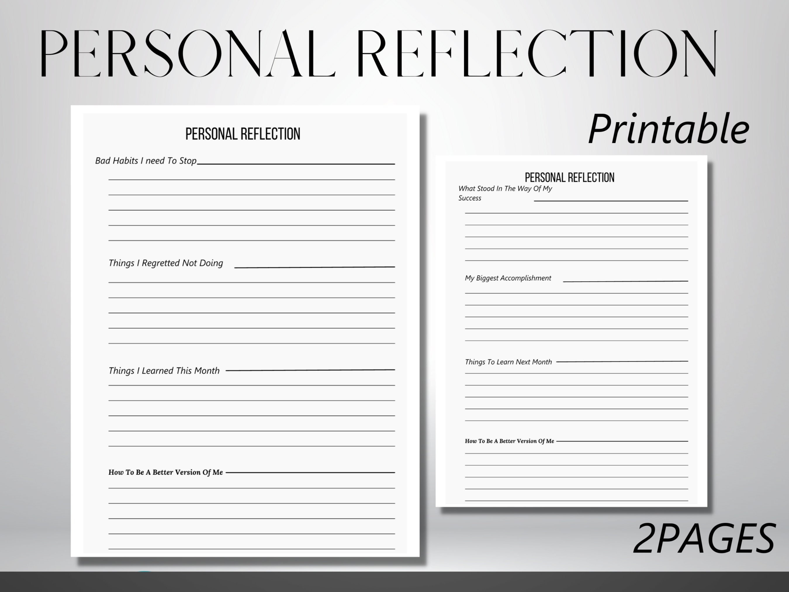 Self Reflection Planner, Printable Daily Reflection Journal, Printable ...