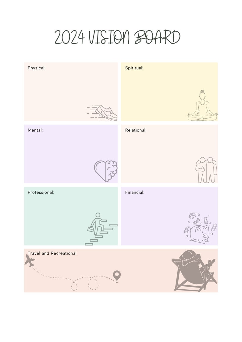 2024 Vision Board, New Years Resolution Planning, Digital Download ...