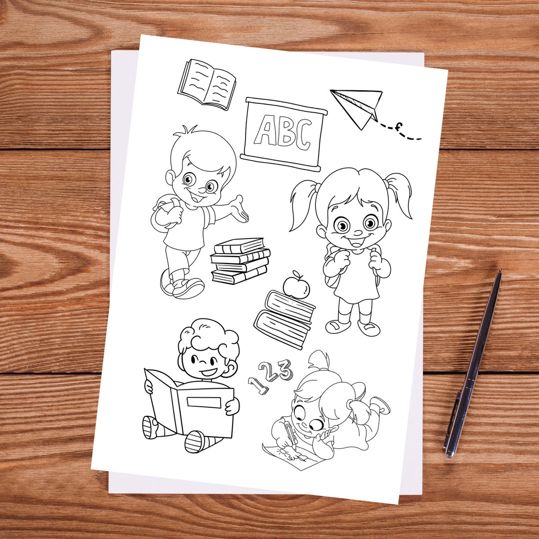 Back to School Coloring Page, Fun and Educational Activity for Kids ...
