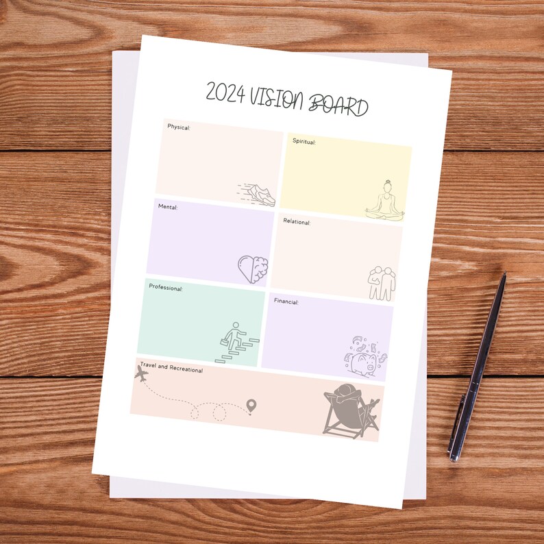 2024 Vision Board, New Years Resolution Planning, Digital Download ...