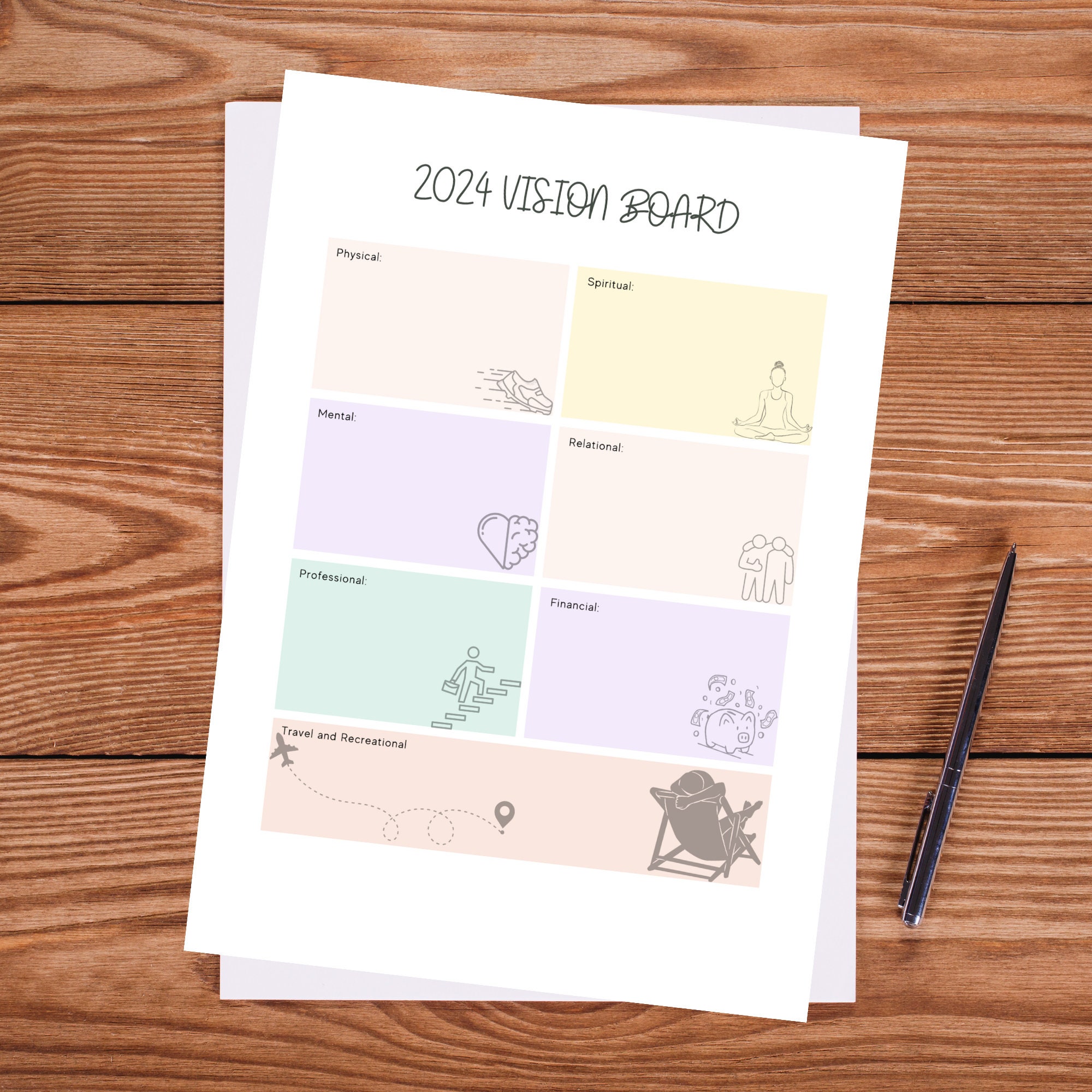 2024 Vision Board, New Years Resolution Planning, Digital Download ...