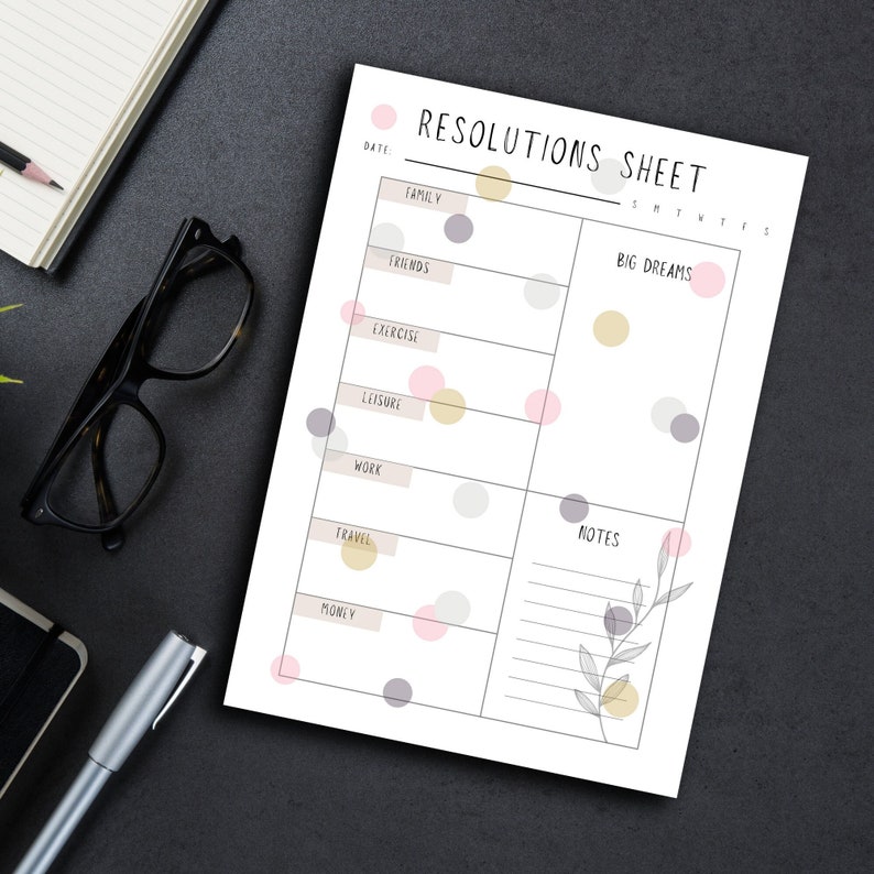 Printable New Year Resolutions Pdf, Printable Goal Planner Sheet ...
