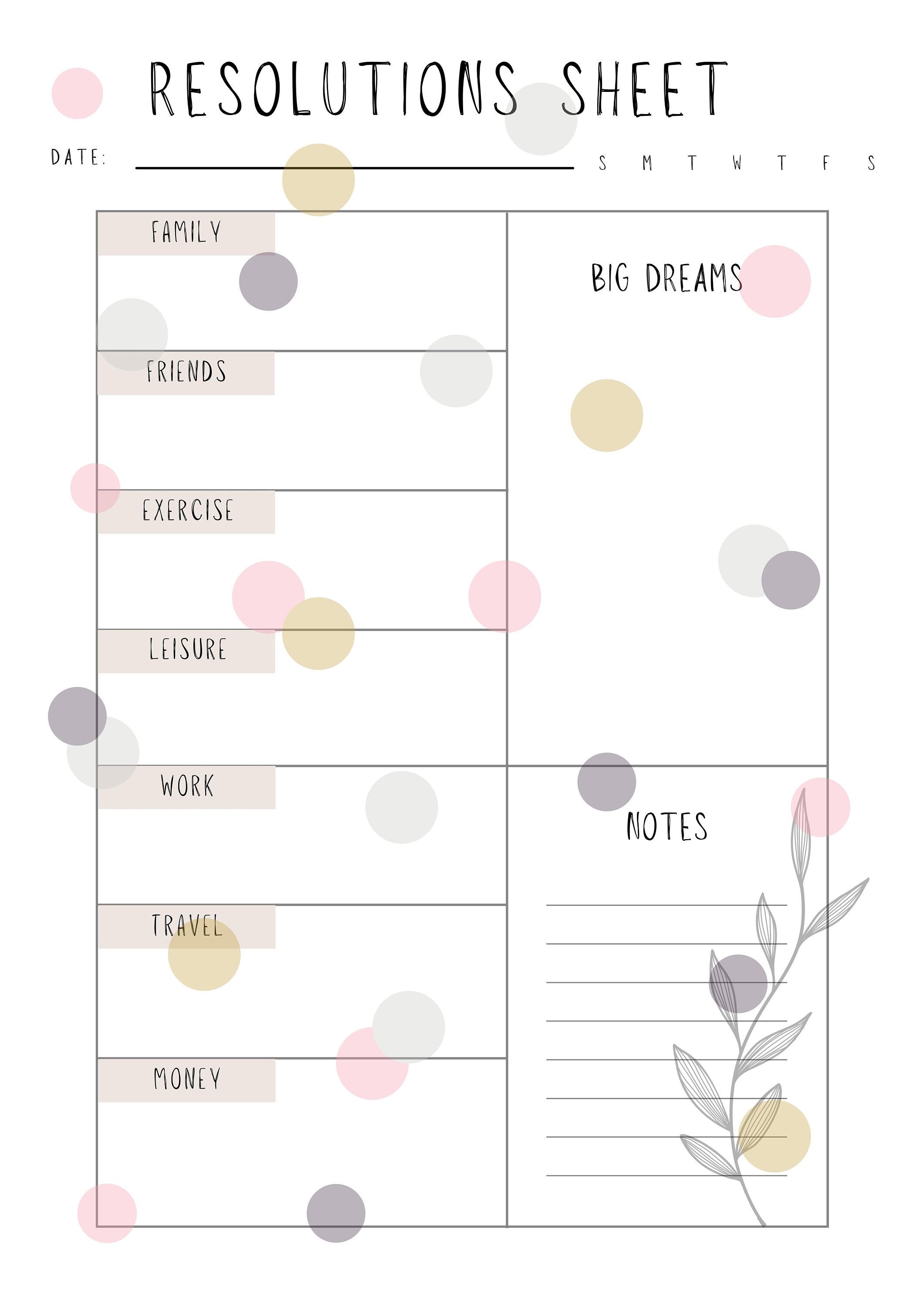 Printable New Year Resolutions Pdf, Printable Goal Planner Sheet ...